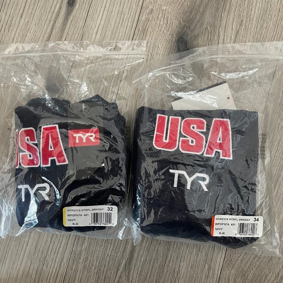 TYR | Swim | Tyr Usa Water Polo Bundle Breakaway Suit Zipper One Piece Swimsuit Navy 32 34 ...